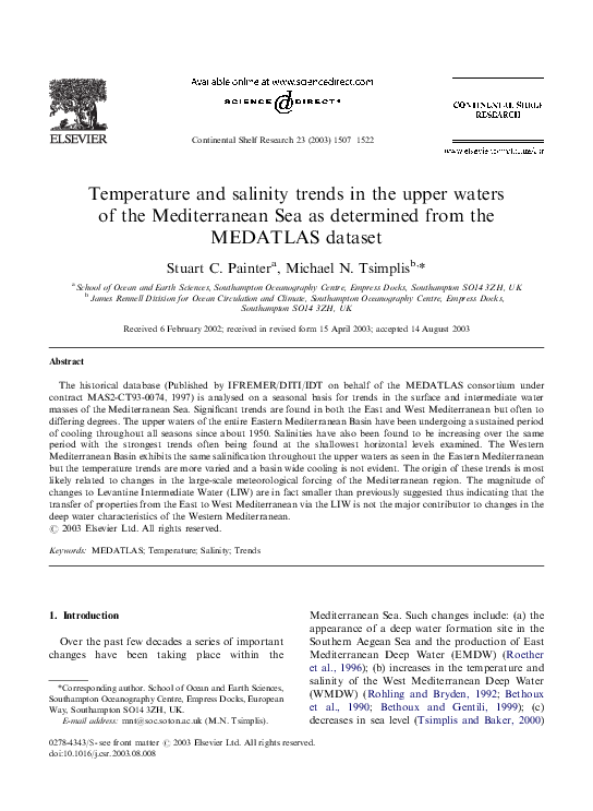 (PDF) Temperature and salinity trends in the upper waters of the ...