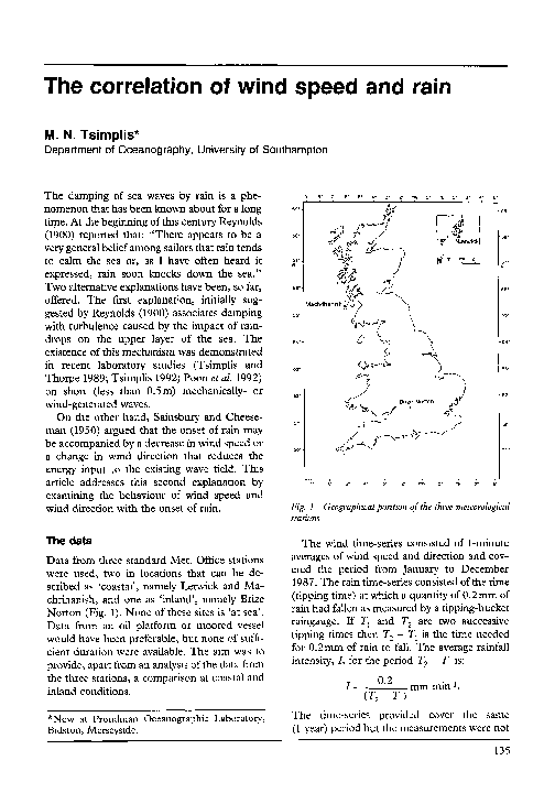 (PDF) The correlation of wind speed and rain