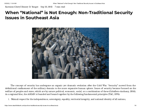 (PDF) When “National” is Not Enough Non-Traditional Security Issues in ...