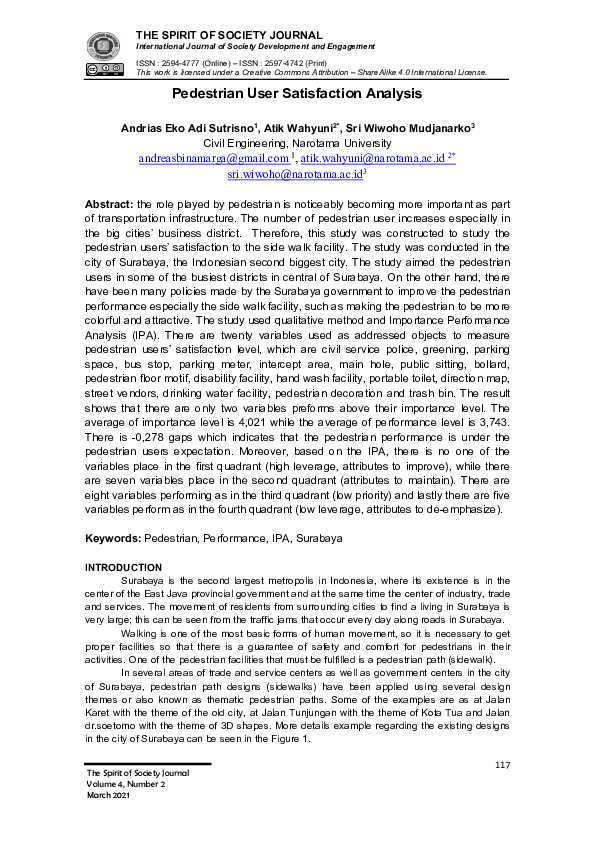 Pdf Pedestrian User Satisfaction Analysis