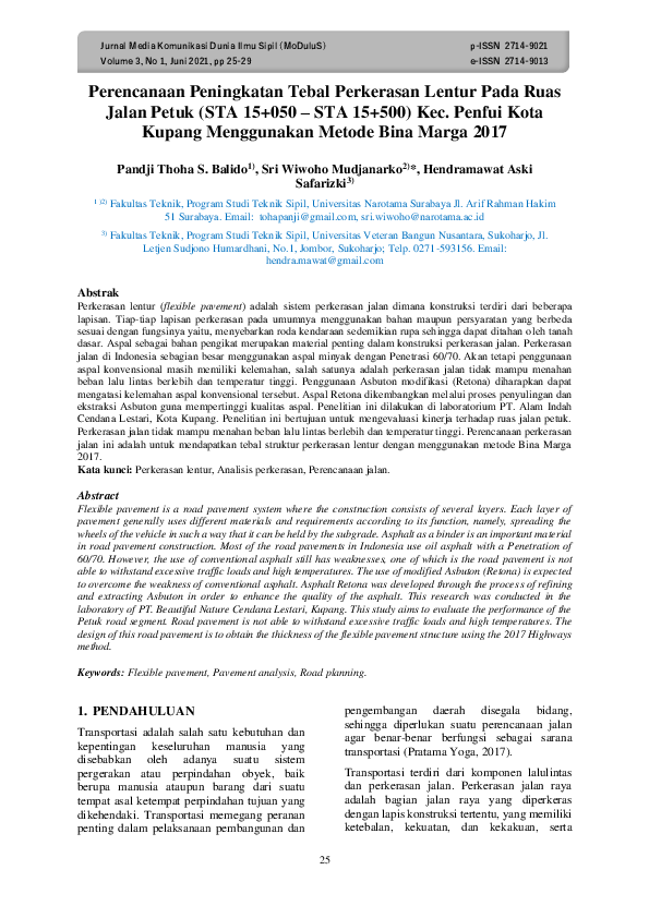 (PDF) Perencanaan Peningkatan Tebal Perkerasan Lentur Pada Ruas Jalan Petuk (STA 15+050 – STA 15 ...