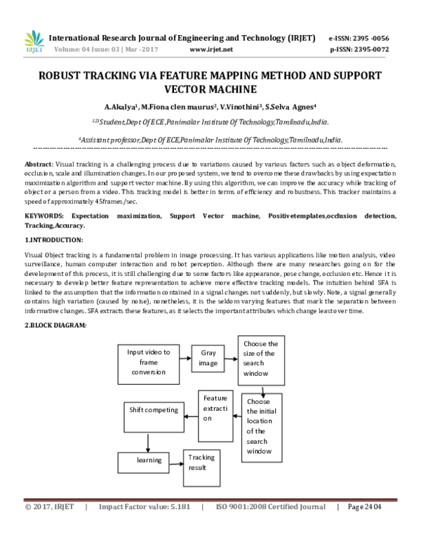 Pdf Robust Tracking Via Feature Mapping Method And Support Vector Machine