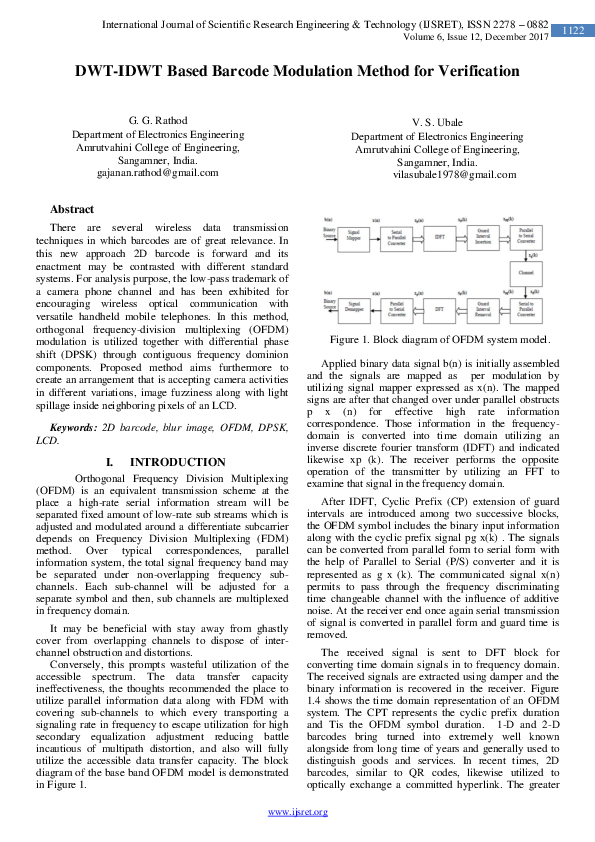 (PDF) DWT-IDWT Based Barcode Modulation Method for Verification