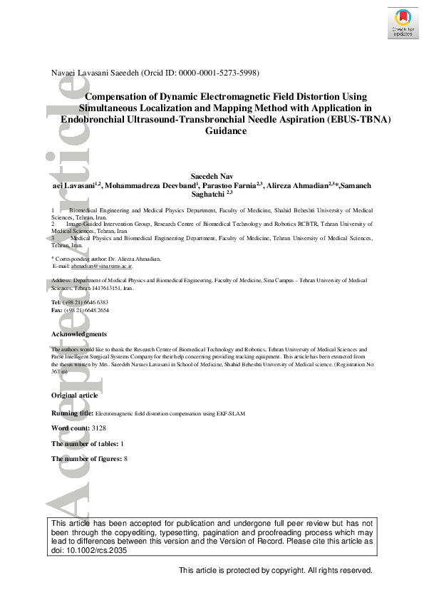 (PDF) Compensation of Dynamic Electromagnetic Field Distortion Using Simultaneous Localization ...