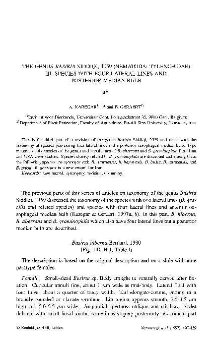 (PDF) The Genus Basiria Siddiqi, 1959 (Nematoda: Tylenchidae) Iv ...
