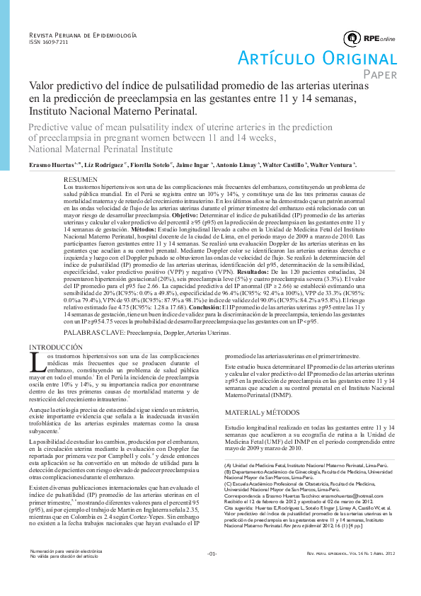 (PDF) Revista Peruana de Epidemiología Artículo Original Paper | Erasmo ...