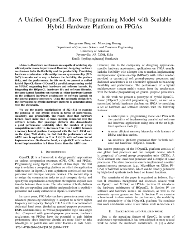 (PDF) A unified OpenCL-flavor programming model with scalable hybrid hardware platform on FPGAs