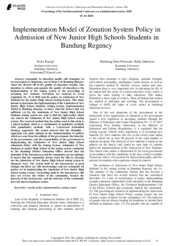 (PDF) Implementation Model of Zonation System Policy in Admission of ...