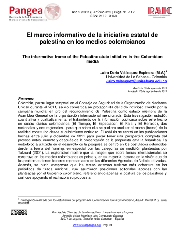 (PDF) El marco informativo de la iniciativa estatal de palestina en los ...