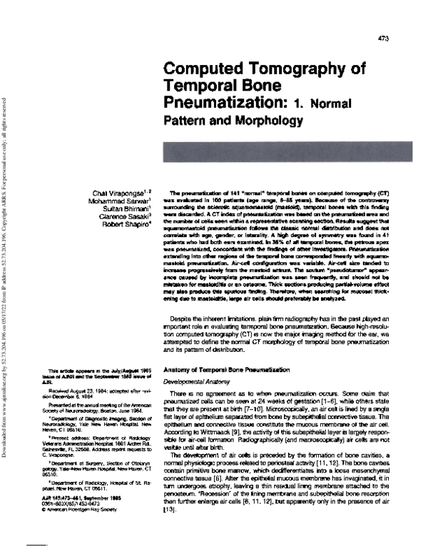 (PDF) Computed tomography of temporal bone pneumatization: 1. Normal ...