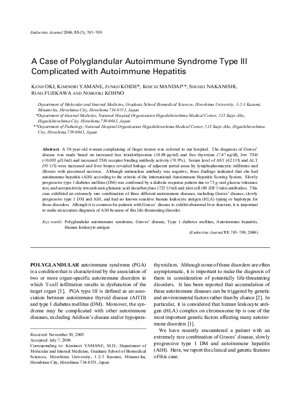 (PDF) A Case of Polyglandular Autoimmune Syndrome Type III Complicated ...