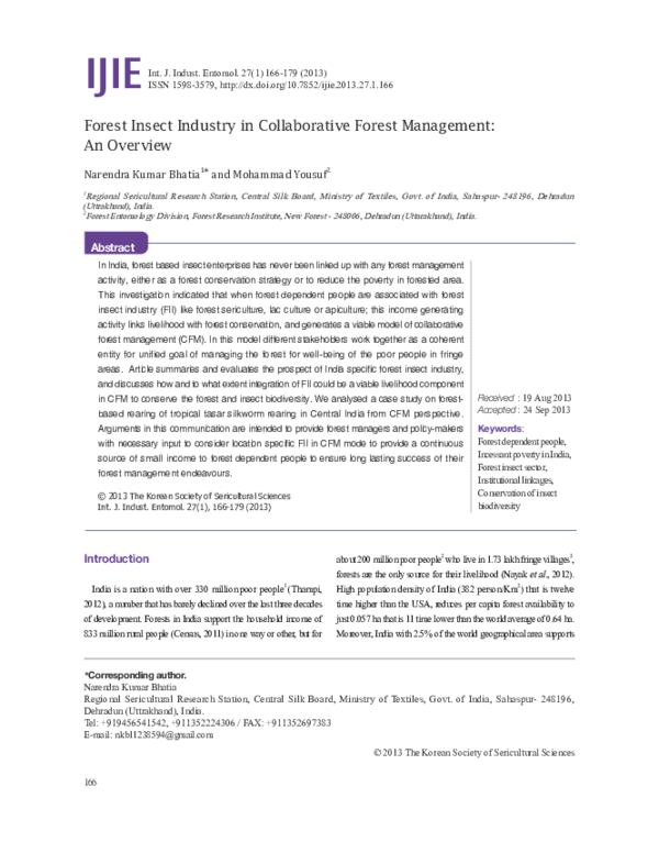 (PDF) Forest Insect Industry in Collaborative Forest Management: An Overview