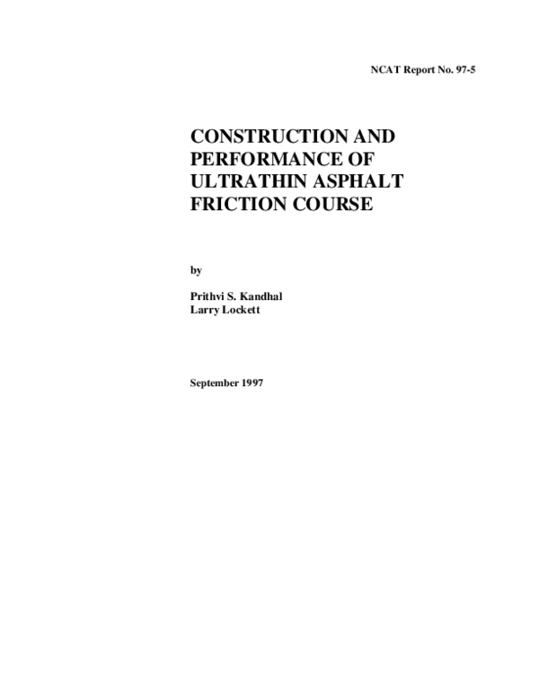 (PDF) Construction and Performance of Ultrathin Asphalt Friction Course
