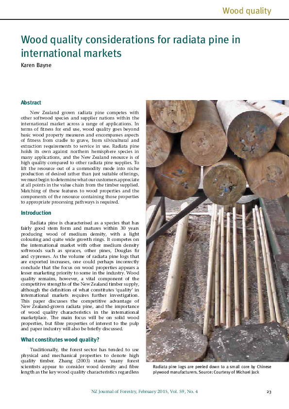 (PDF) Wood quality Wood quality considerations for radiata pine in ...
