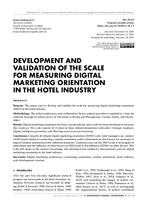 (PDF) Development and validation of the scale for measuring digital marketing orientation in the ...