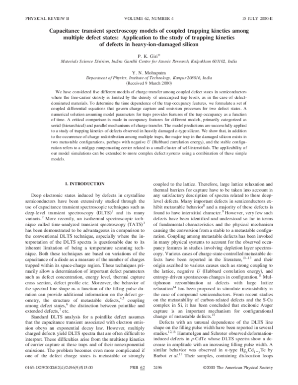 (PDF) Capacitance transient spectroscopy models of coupled trapping kinetics among multiple ...