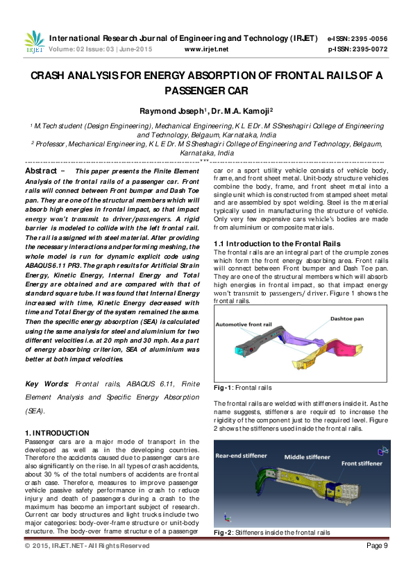 (PDF) Crash Analysis for Energy Absorption of Frontal Rails of a ...