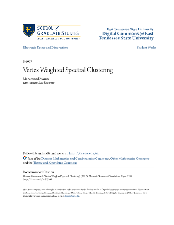 (PDF) Vertex Weighted Spectral Clustering