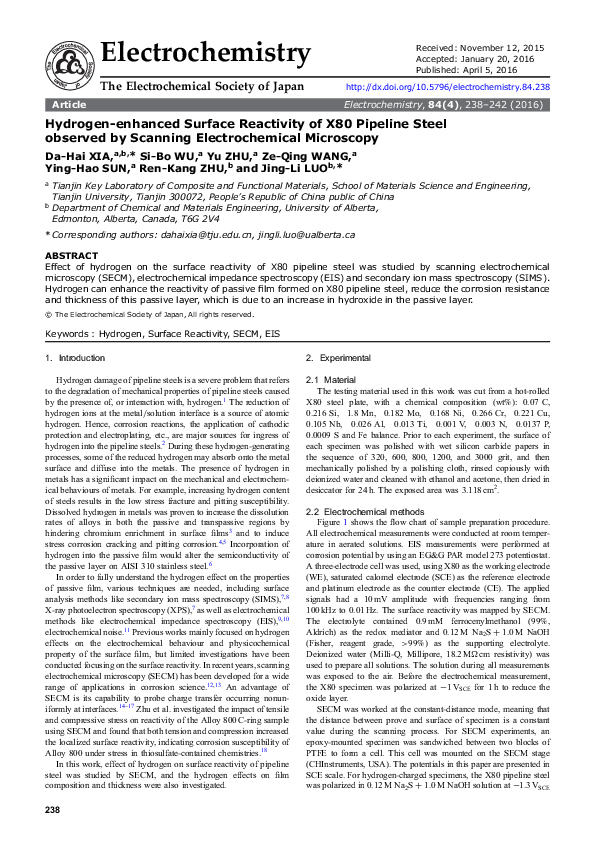 (PDF) Hydrogen-enhanced Surface Reactivity of X80 Pipeline Steel ...