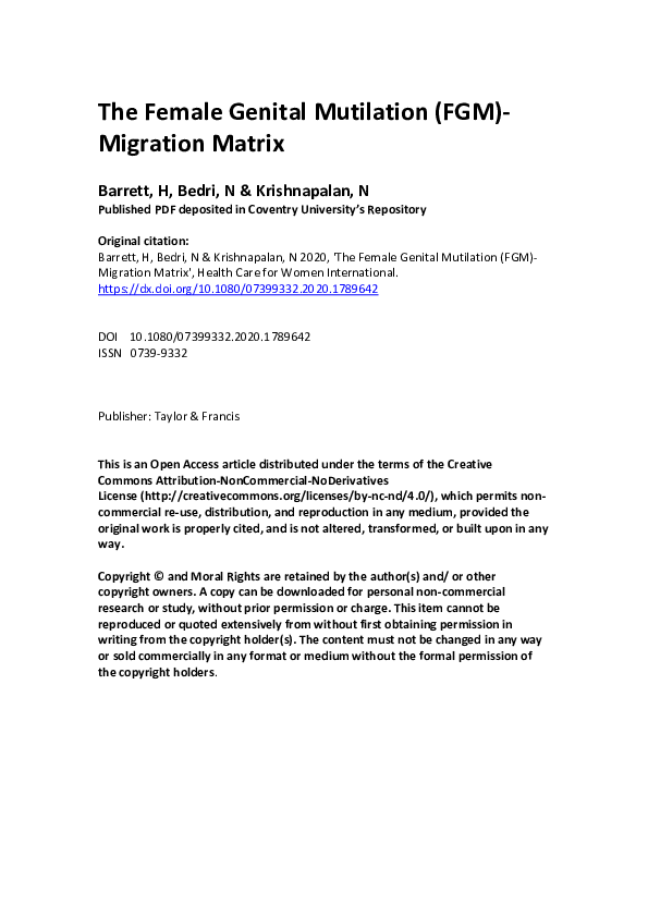 (PDF) The Female Genital Mutilation (FGM) – migration matrix: The case ...