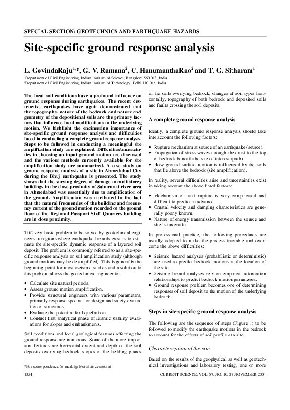 (PDF) Site-specific ground response analysis