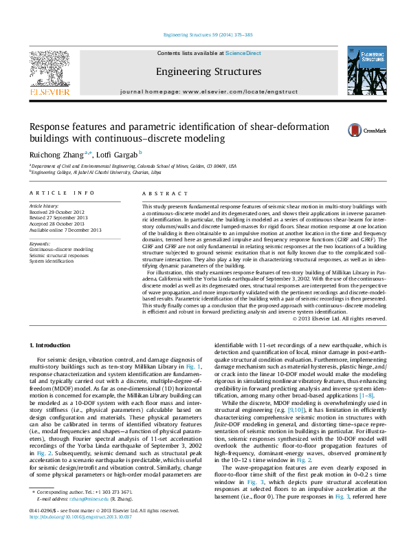 (PDF) Response features and parametric identification of shear-deformation buildings with ...