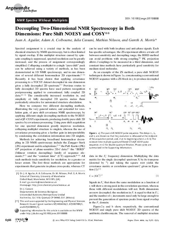 Pdf Decoupling Two Dimensional Nmr Spectroscopy In Both Dimensions