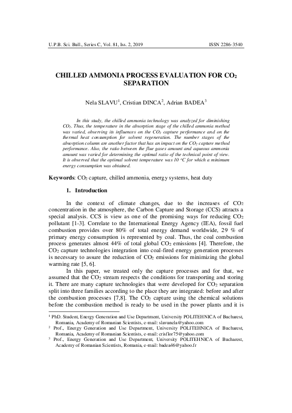 (PDF) Chilled Ammonia Process Evaluation for Co 2 Separation