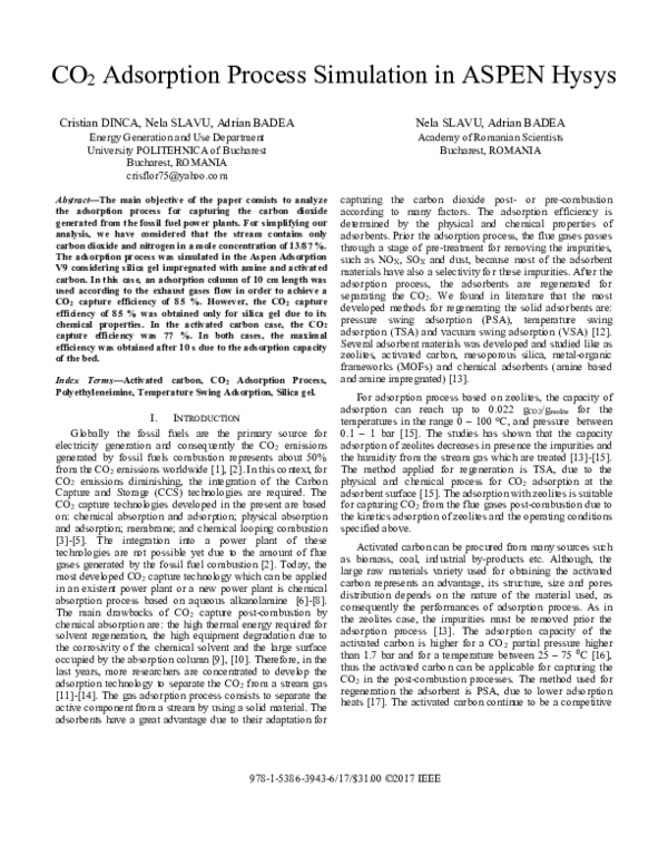(PDF) CO2 adsorption process simulation in ASPEN Hysys