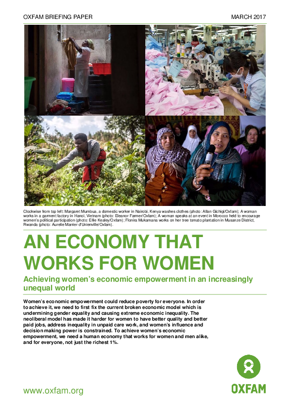 (PDF) An Economy that Works for Women: Achieving women’s economic ...