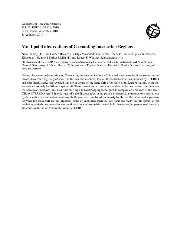 (PDF) Multi-point observations of Co-rotating Interaction Regions