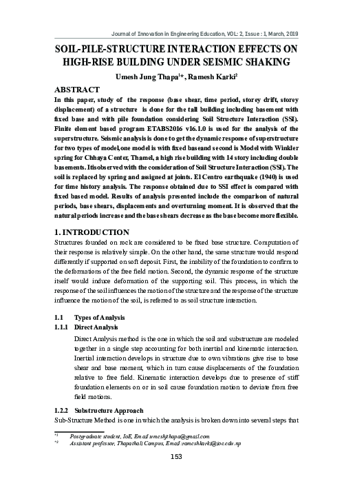 (PDF) Soil-pile-structure interaction effects on high-rise building under seismic shaking