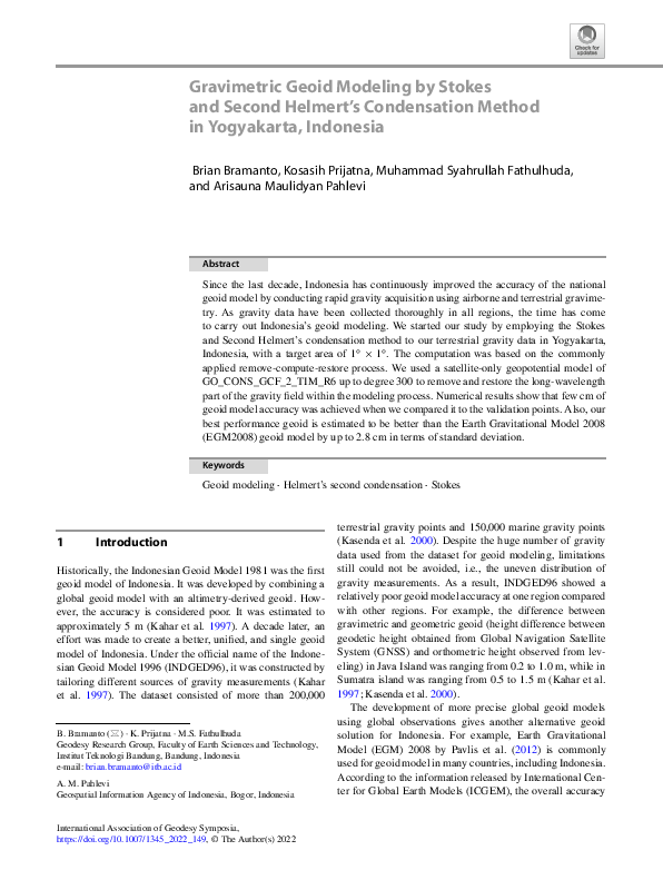 Pdf Gravimetric Geoid Modeling By Stokes And Second Helmerts Condensation Method In
