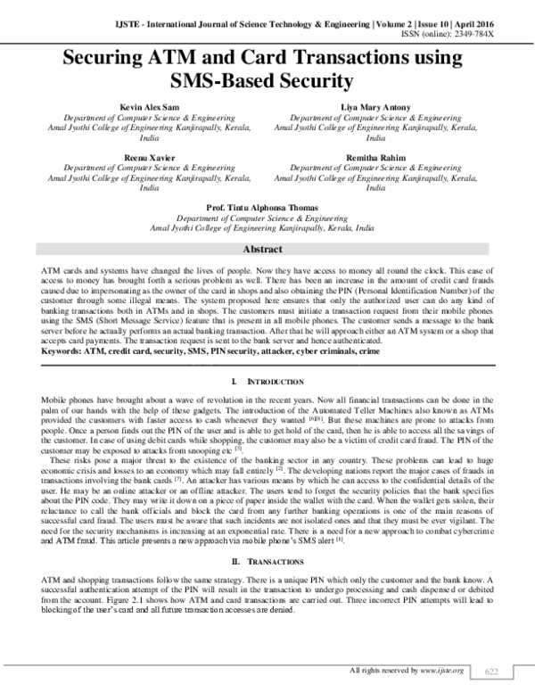 (PDF) Securing atm and card transactions using sms-based security