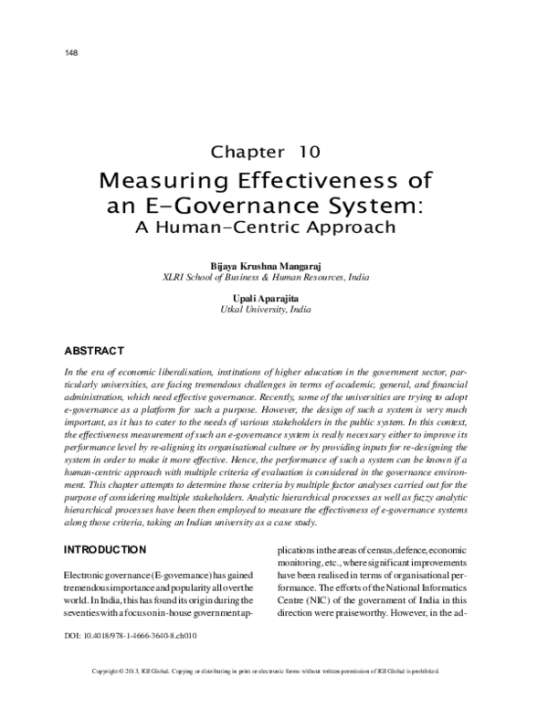 (PDF) Measuring Effectiveness of an E-Governance System