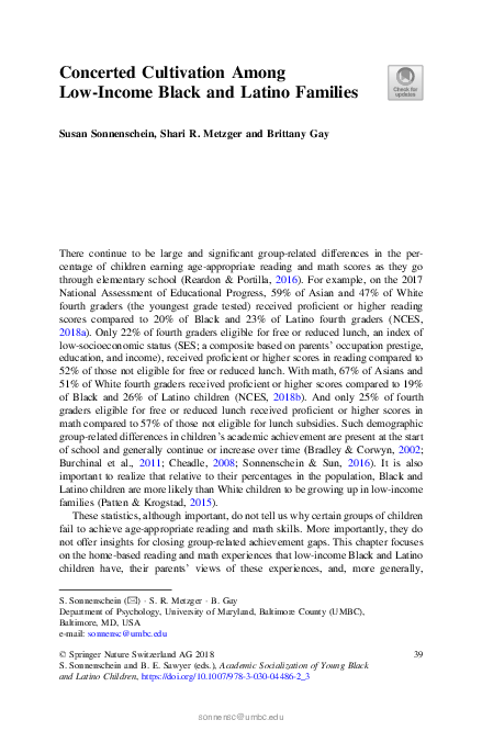(PDF) Concerted Cultivation Among Low-Income Black and Latino Families