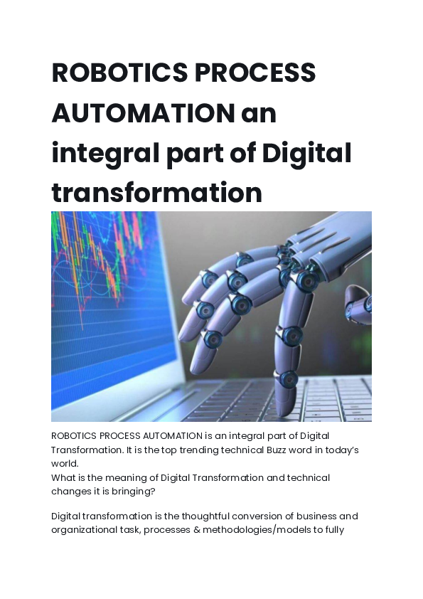 (PDF) ROBOTICS PROCESS AUTOMATION an integral part of Digital ...