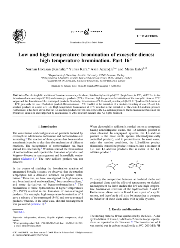 (PDF) Low and high temperature bromination of exocyclic dienes: high ...