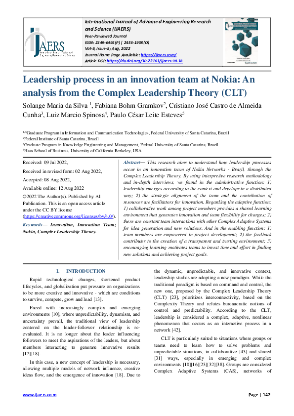 (PDF) Leadership process in an innovation team at Nokia: An analysis ...