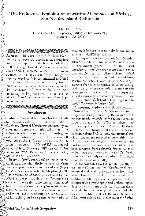 (PDF) The prehistoric exploitation of marine mammals and birds at San ...