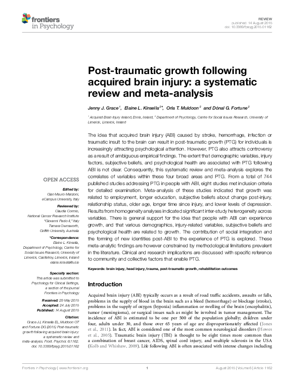 (PDF) Post-traumatic growth following acquired brain injury: a systematic review and meta ...