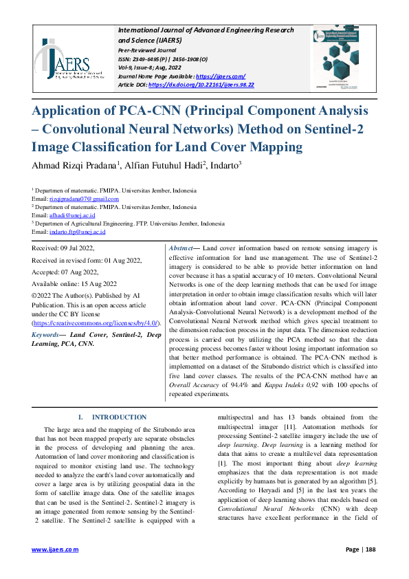 Pdf Application Of Pca Cnn Principal Component Analysis Convolutional Neural Networks
