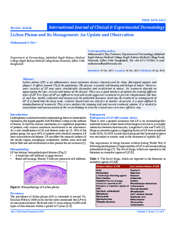 (PDF) Lichen Planus and Its Management: An Update and Observation