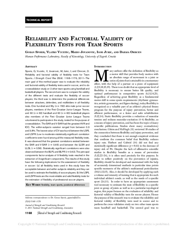 (PDF) Reliability and Factorial Validity of Flexibility Tests for Team ...