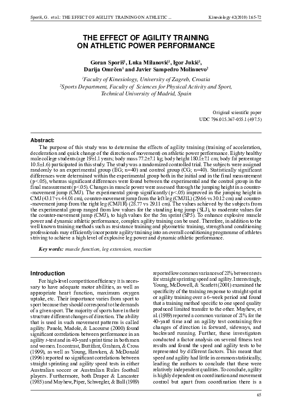 (PDF) The Effect of Agility Training on Athletic Power Performance