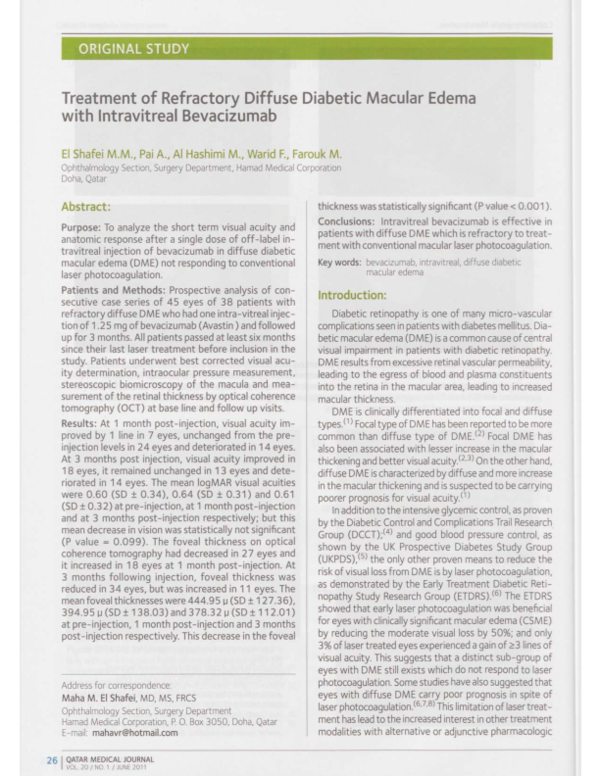 (PDF) Treatment of Refractory Diffuse Diabetic Macular Edema with ...