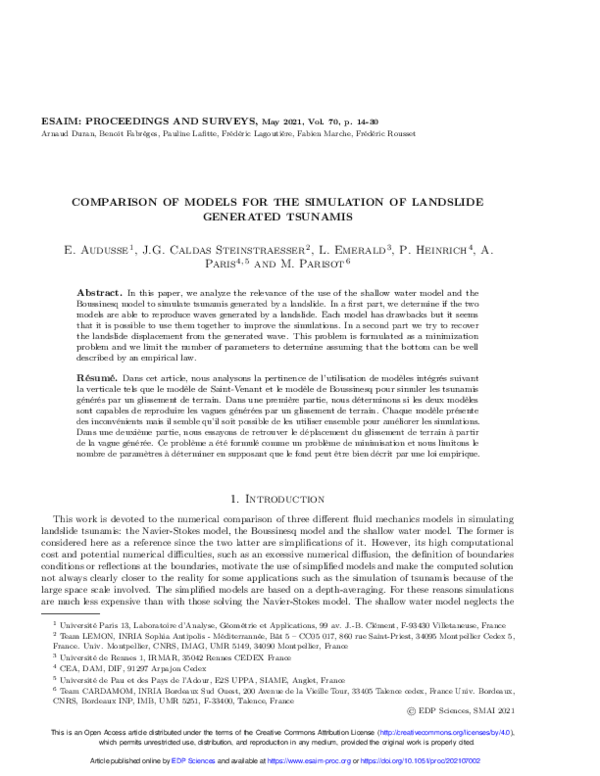 (PDF) Comparison of models for the simulation of landslide generated ...