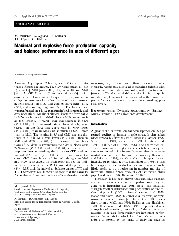 (PDF) Maximal and explosive force production capacity and balance ...