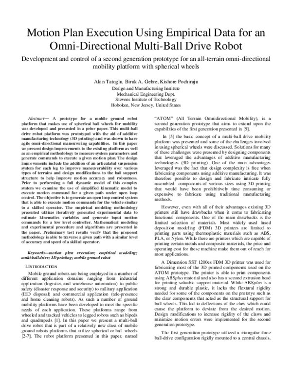 (PDF) Motion Plan Execution Using Empirical Data for an Omni ...