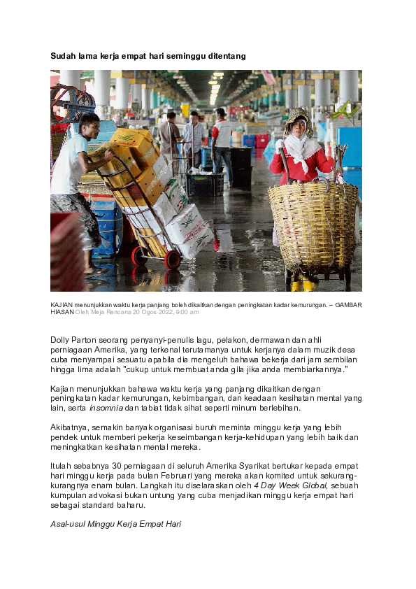 (DOC) Sudah lama kerja empat hari seminggu ditentang (2022)